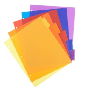 Pen+Gear 5-Tab Insert Dividers, Bright, 5 Count - School-Cart