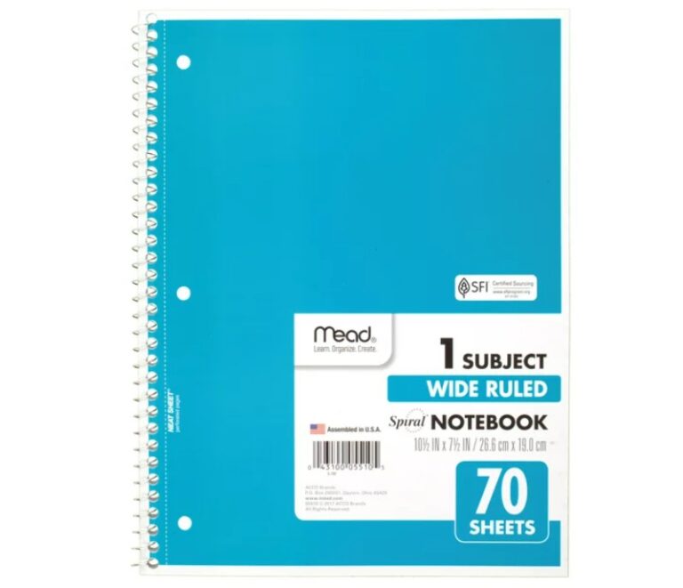 Mead Spiral Notebook, 1 Subject, Wide Ruled, 70 Sheets - School-Cart